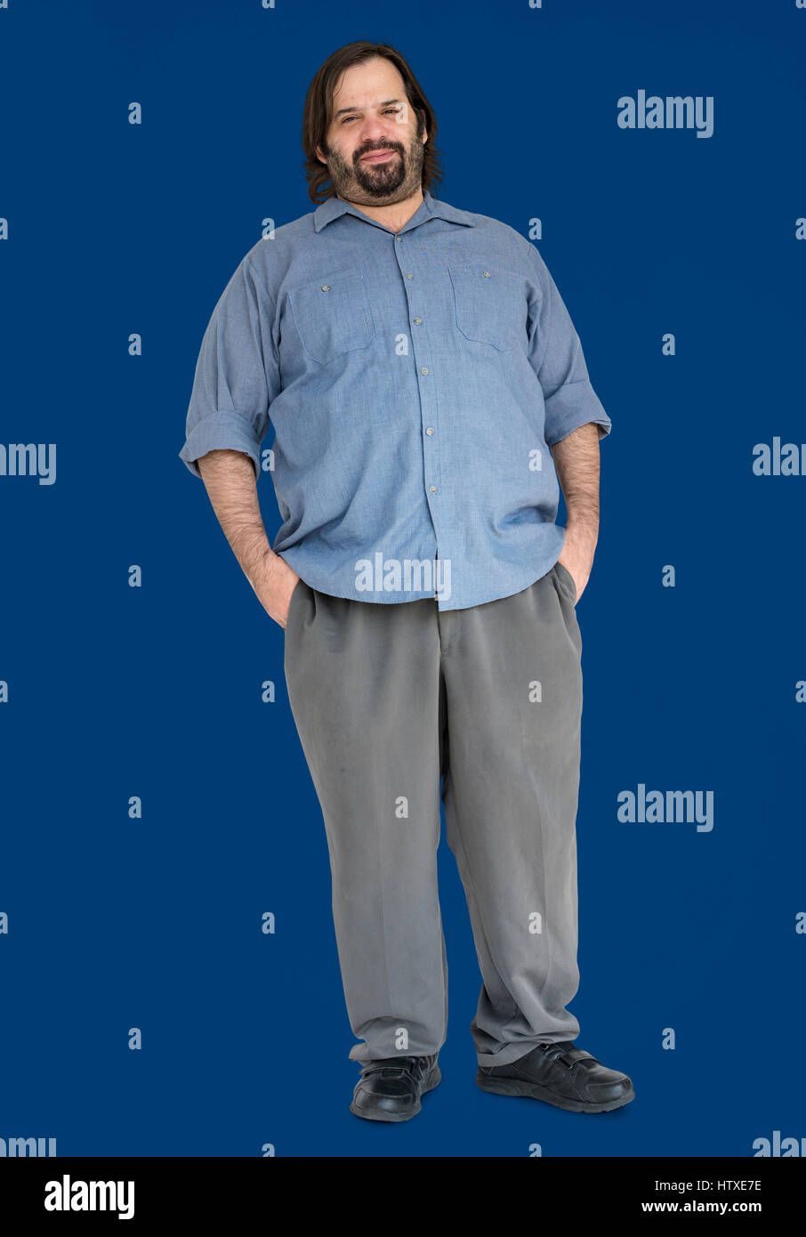 Caucasian Man Standing Smile Positive Stock Photo - Alamy