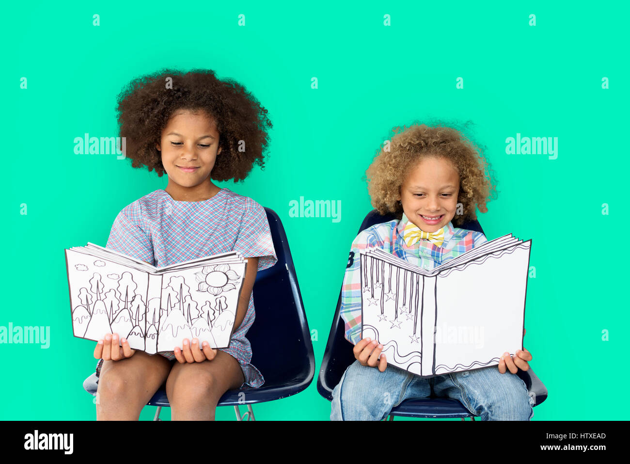 Little Children Reading Book Smile Stock Photo - Alamy