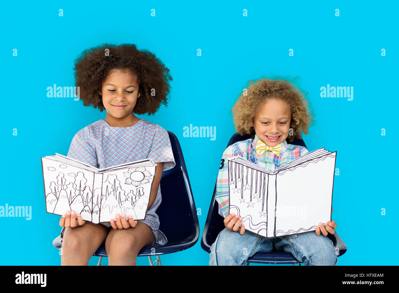 Little Children Reading Book Smile Stock Photo - Alamy