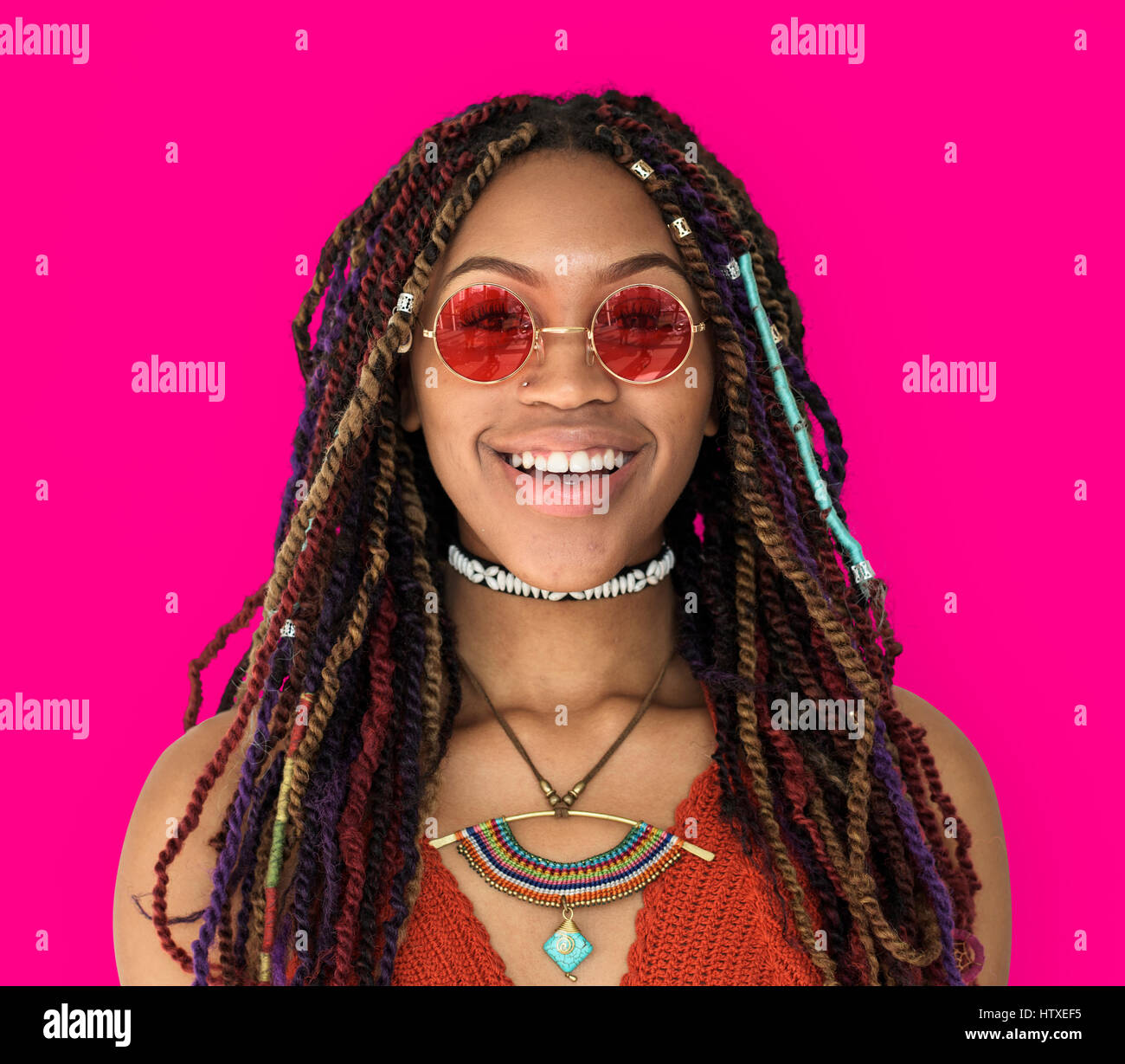 African Woman Smiling Happiness Studio Portrait Stock Photo - Alamy