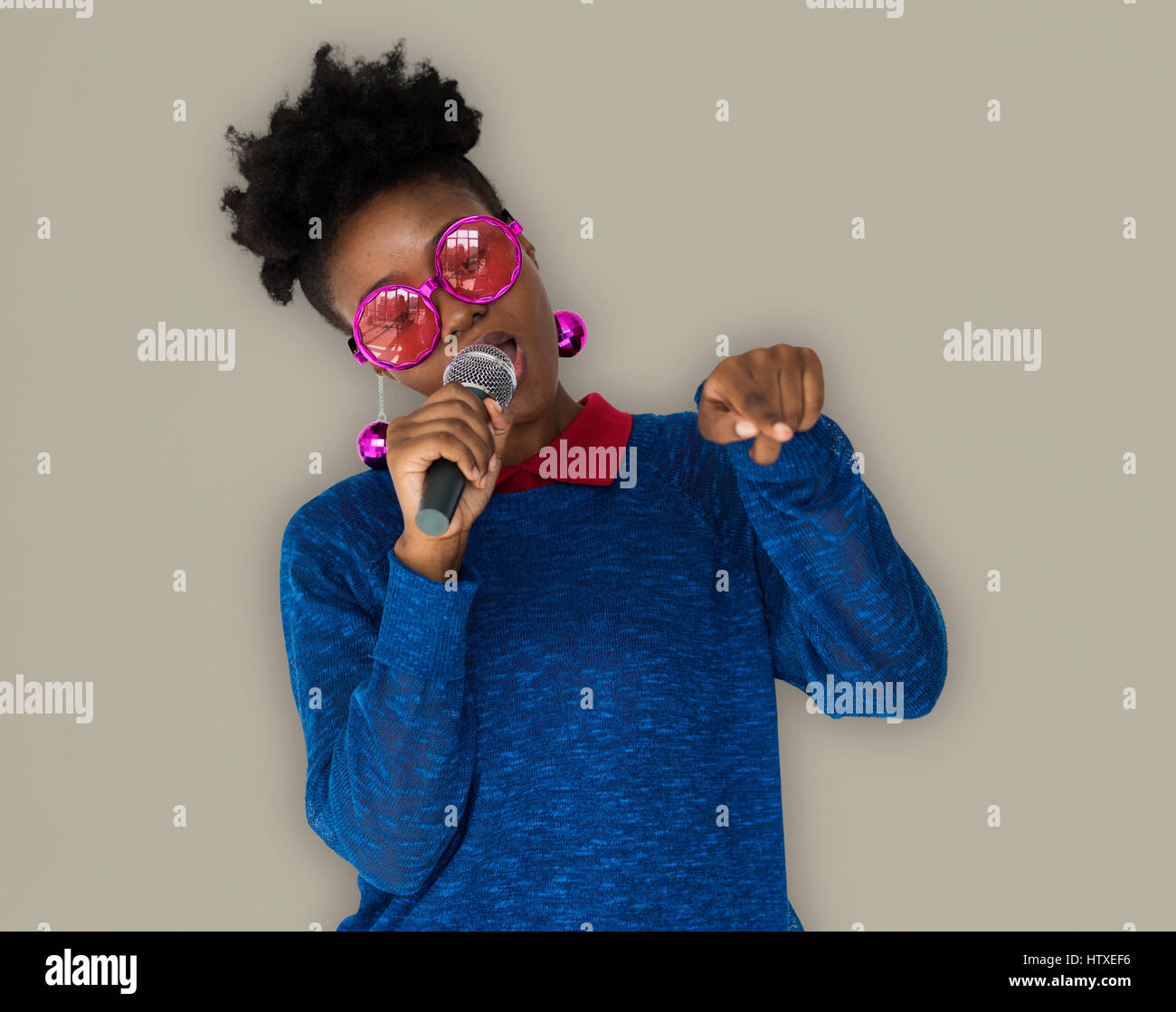 African Woman Vocal Singing Music Microphone Stock Photo - Alamy