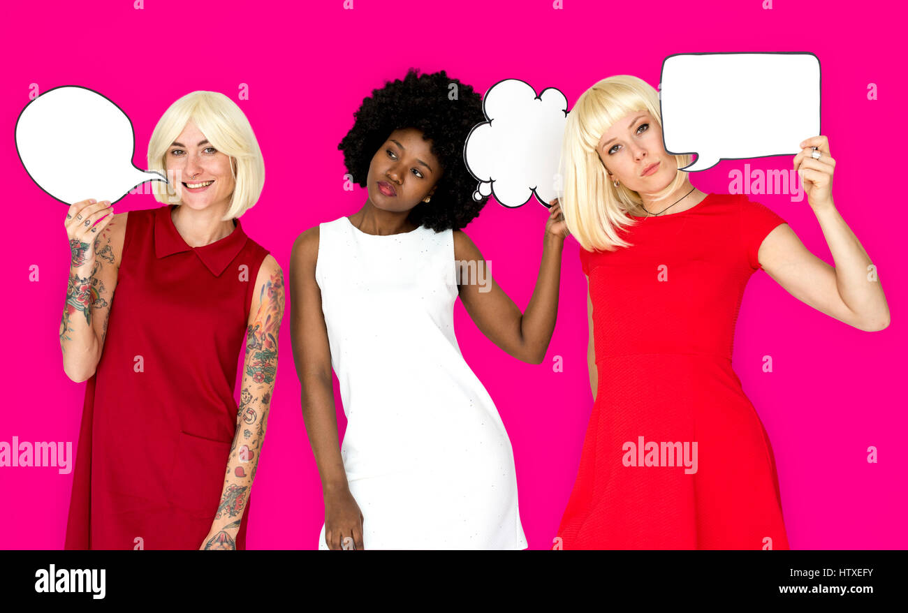 Group of Friends Chatting Chat Bubble Stock Photo - Alamy