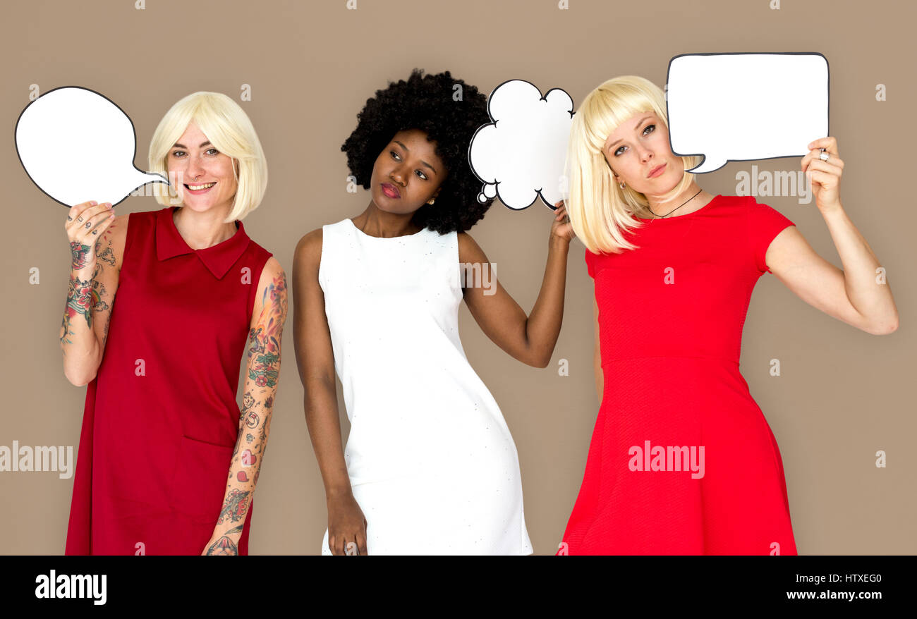 Group of Friends Chatting Chat Bubble Stock Photo - Alamy