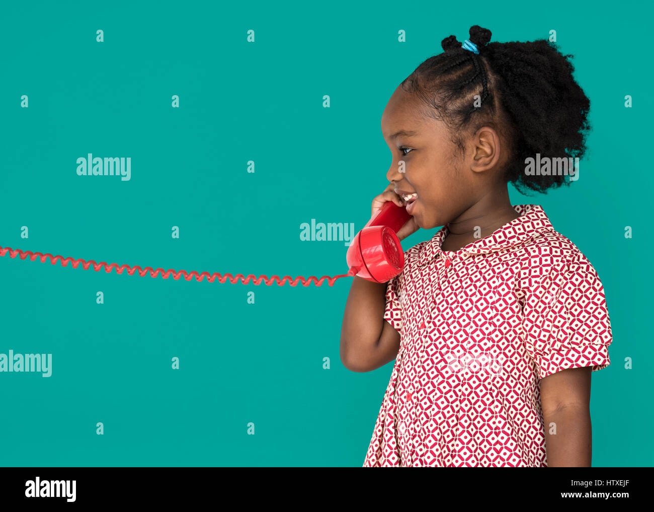 Little Girl Smiling Happiness Talking on the Phone Communication Stock ...
