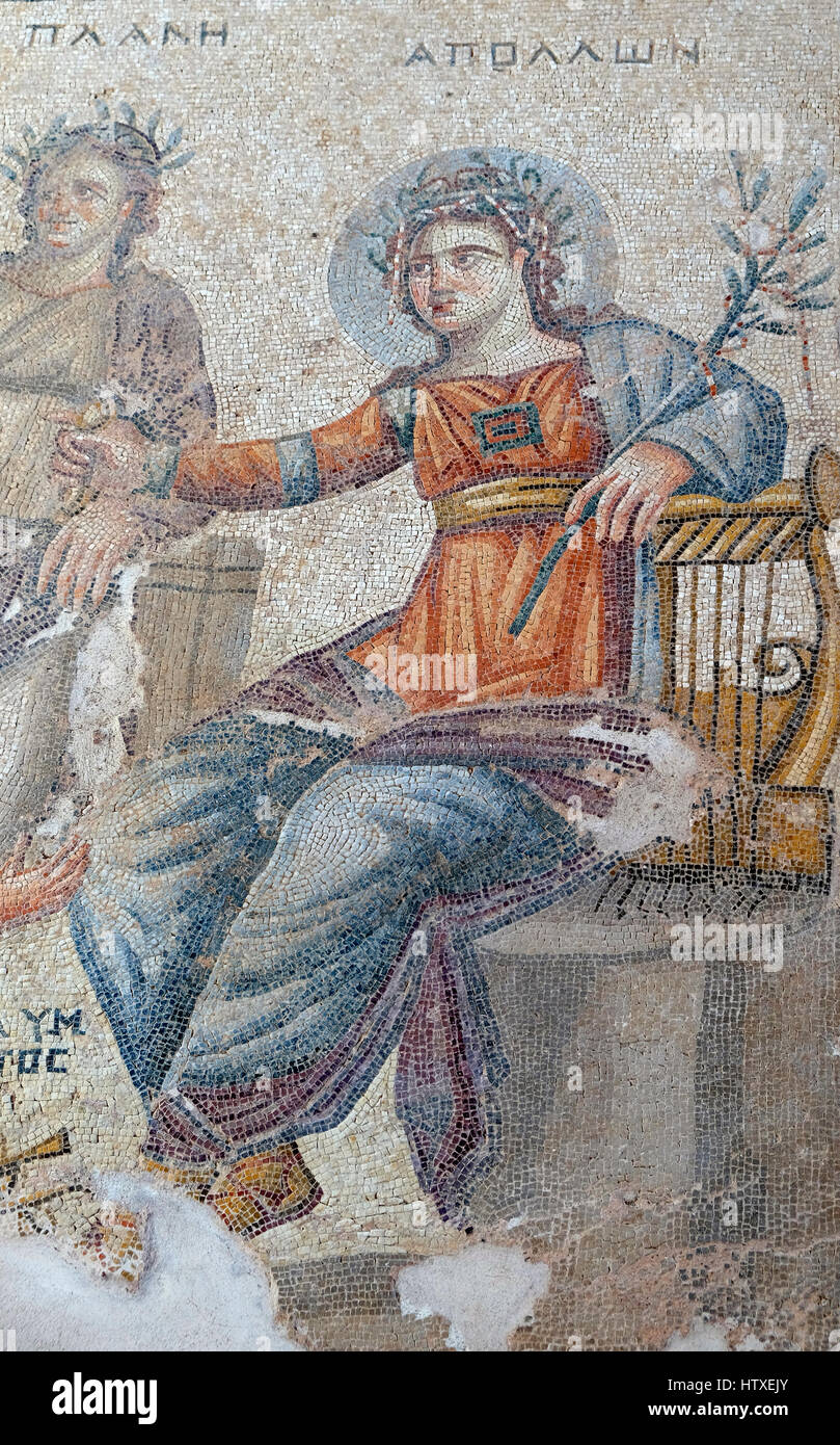 Mosaic in the House of Aion depicts musical competition between the ...