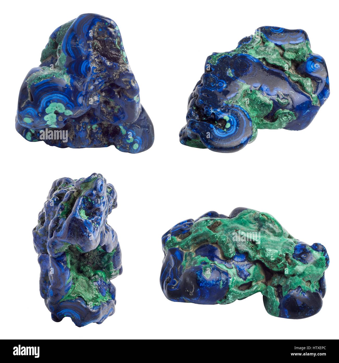 Blue Azurite gemstones set isolated on white background Stock Photo - Alamy