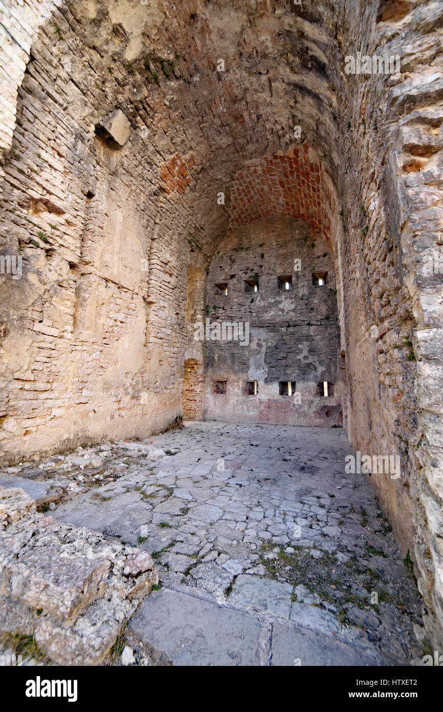 interior detail the ruins of an ancient fort used by soldiers during ...