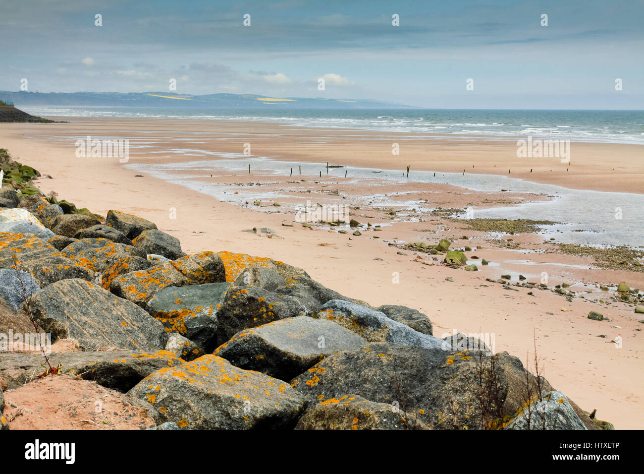 Lonely deserted beach, Montrose, Scotland Stock Photo - Alamy