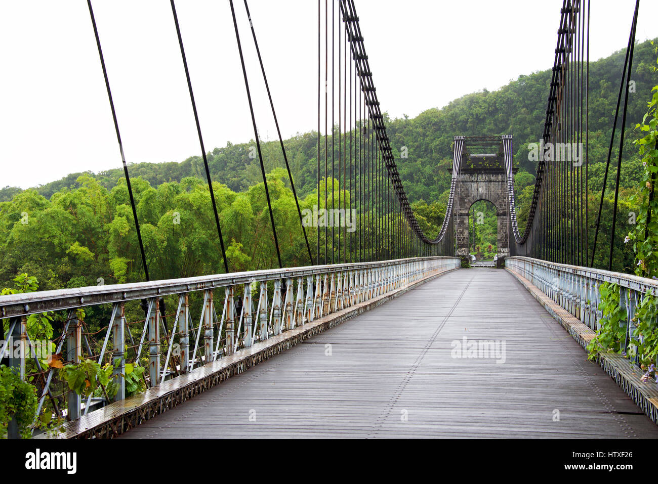 Old suspension Bridge in Pont Des Anglais, St. Anne, Reunion Island ...