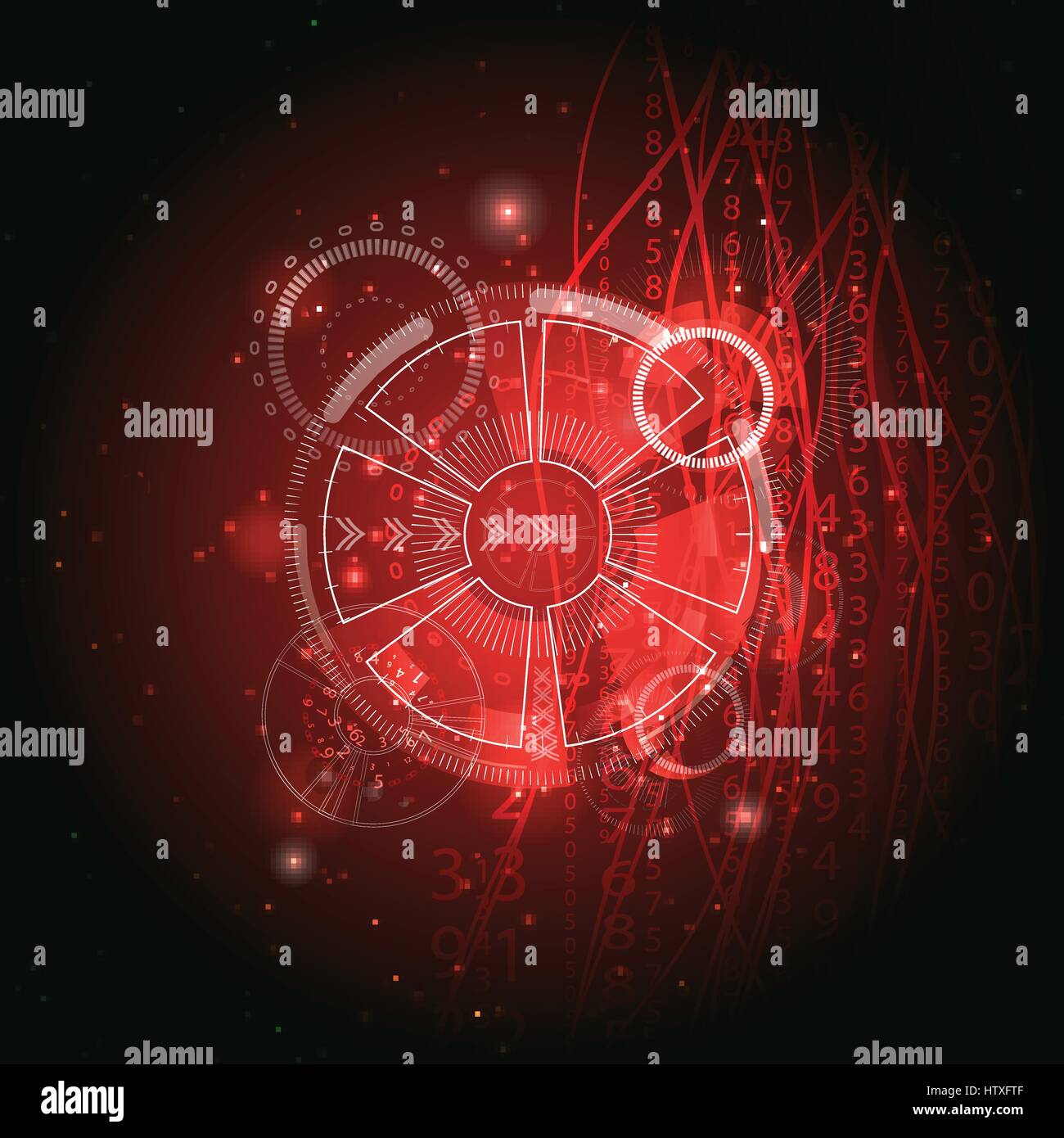 Abstract Future Technology Concept red background with numbers, vector ...