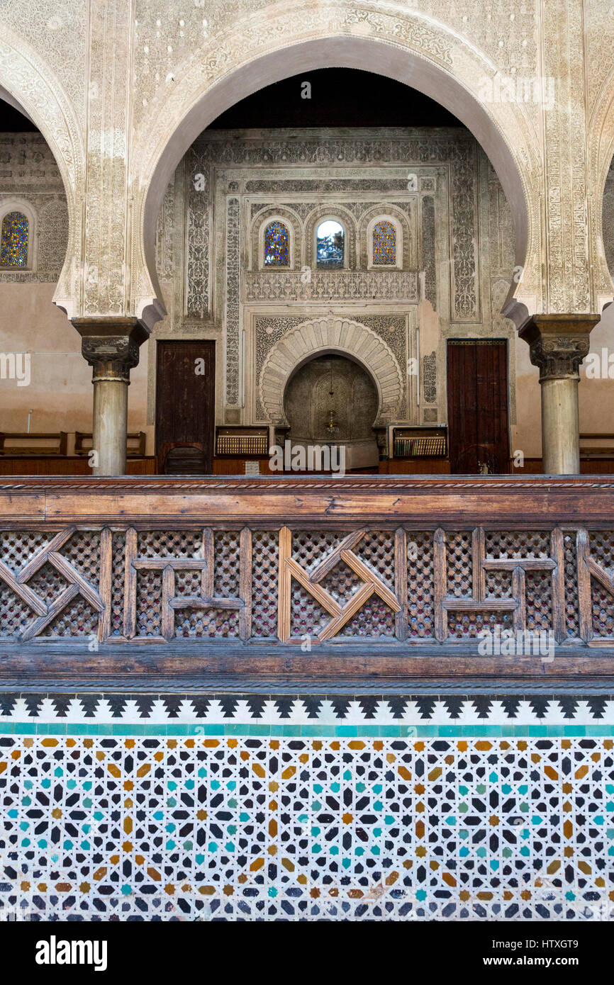Fes, Morocco. Medersa Bou Inania. Looking toward the Mihrab in the ...