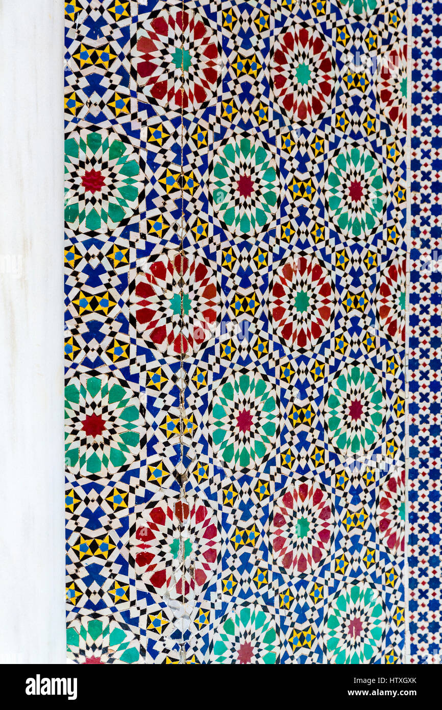 Fes, Morocco. Mosaic Tilework in the Gateway to the Dar El Makhsen, the ...