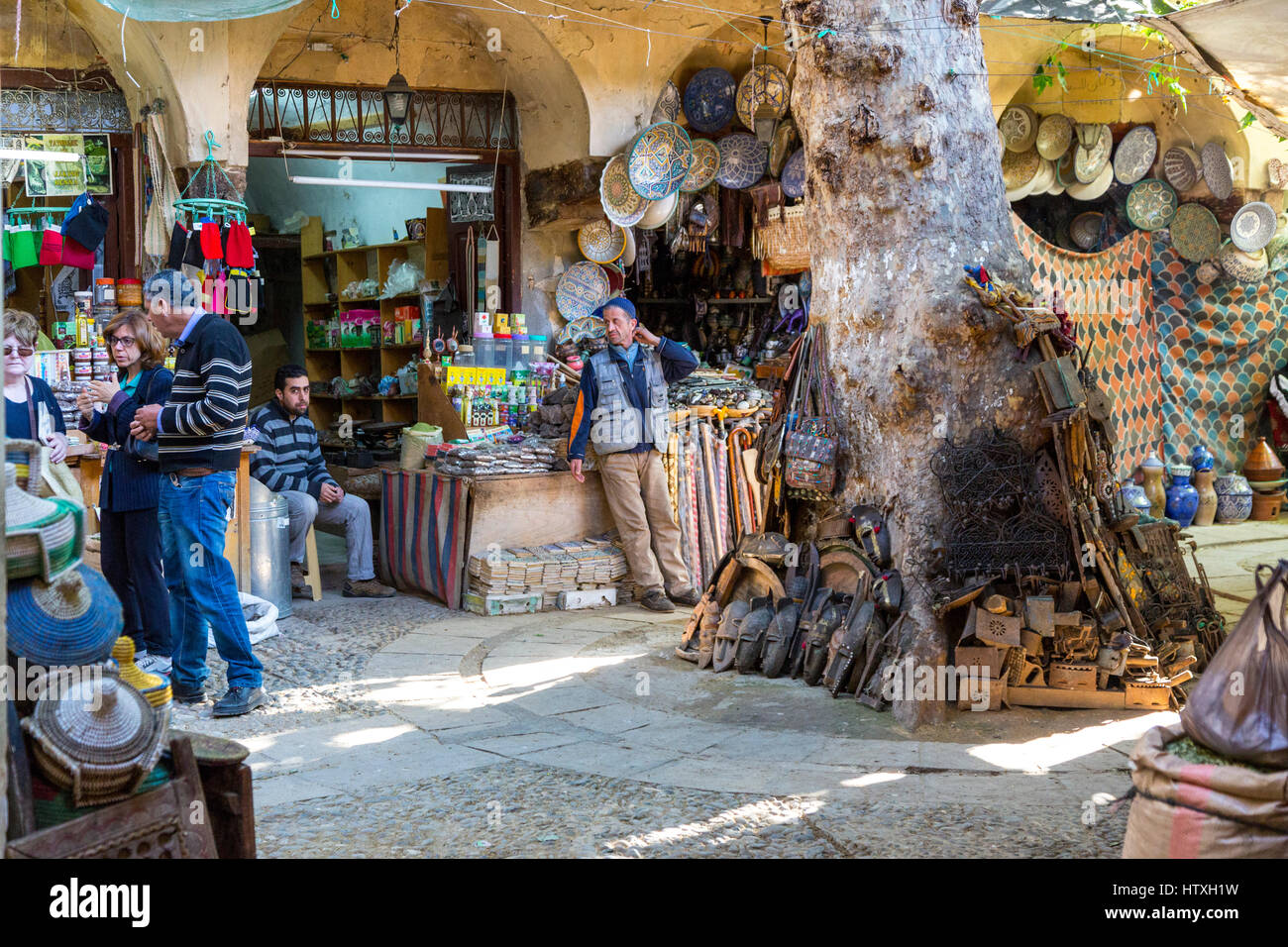 Fes, Morocco. Shops in the Henna Souk, Fes El-Bali, Selling Stock Photo ...