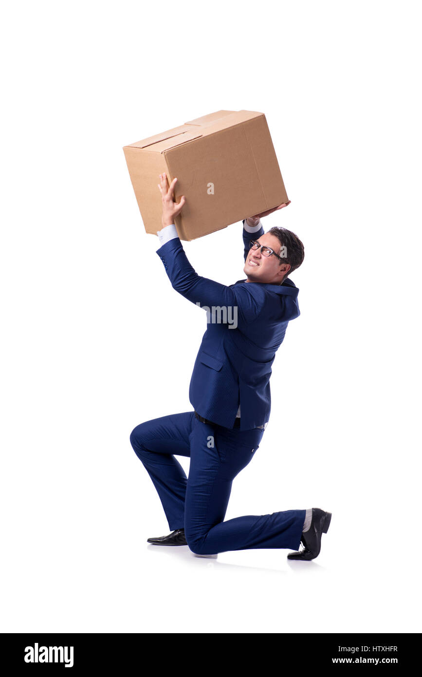 Businessman lifting box isolated hi-res stock photography and images ...