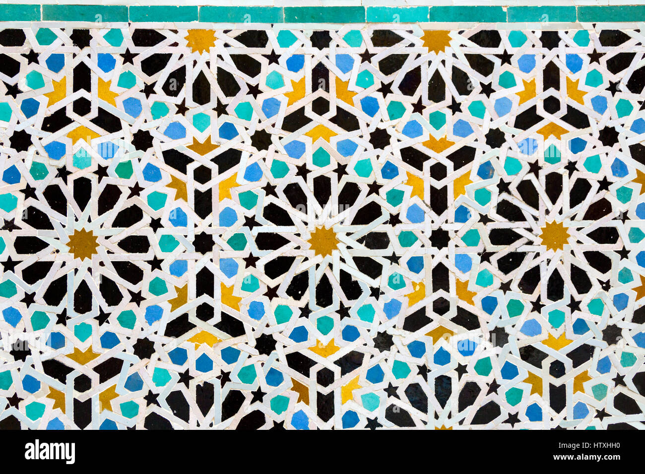 Fes, Morocco. Attarine Medersa, 14th. Century. Geometric Mosaic Tile ...