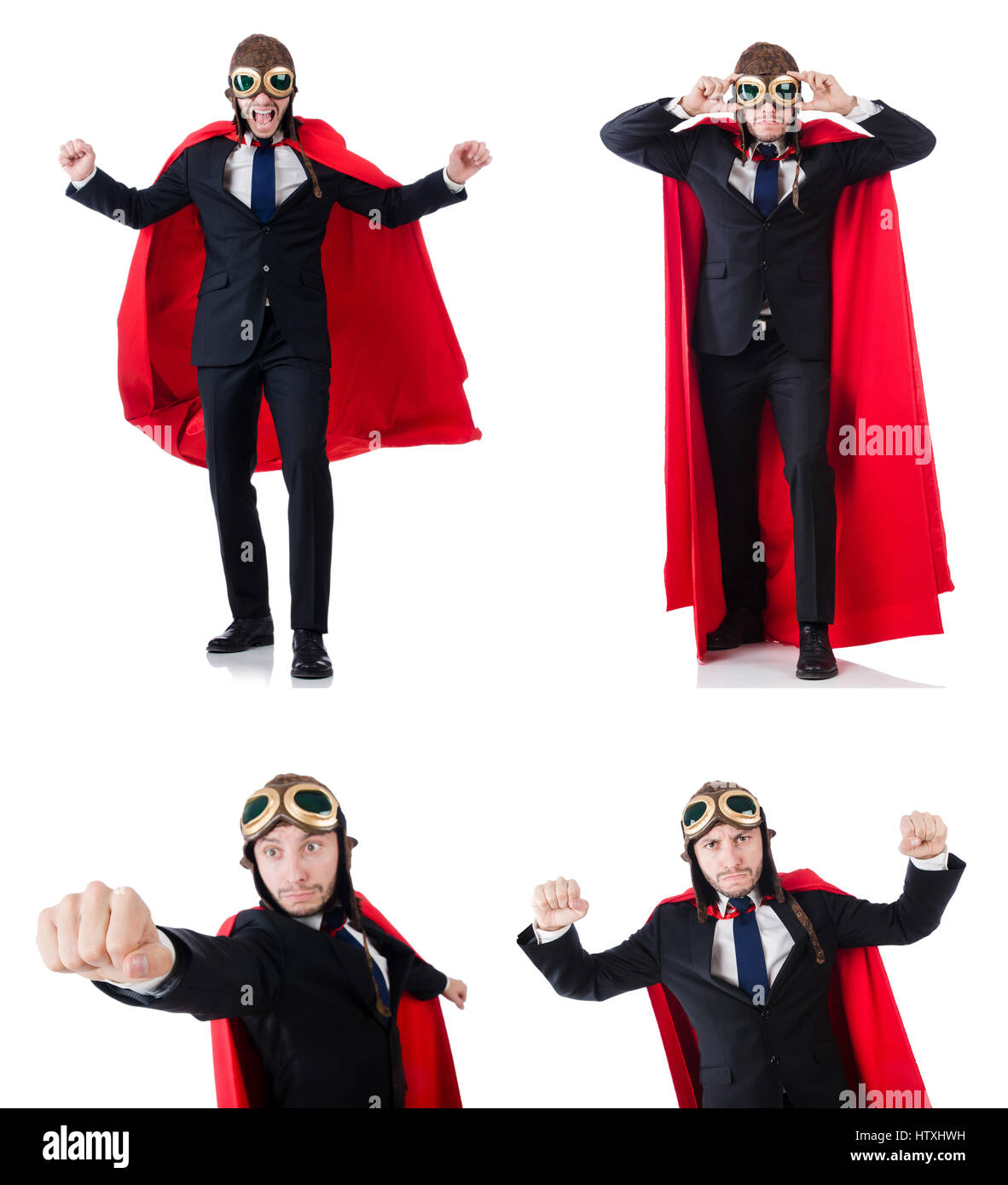 Man in red cover isolated on white Stock Photo - Alamy