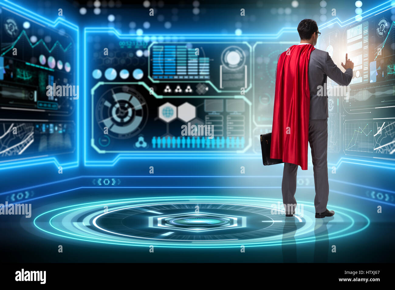 Superhero in data management concept Stock Photo - Alamy