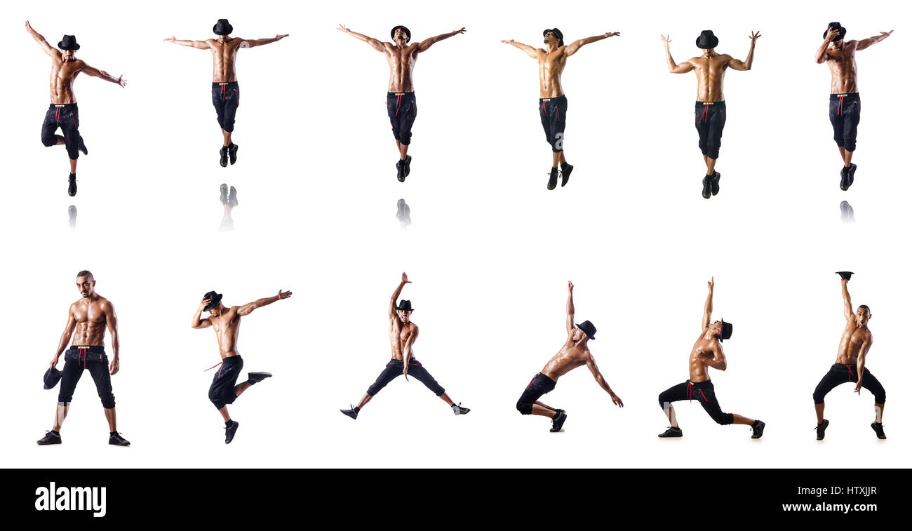 Collage of dancers isolated on white background Stock Photo - Alamy