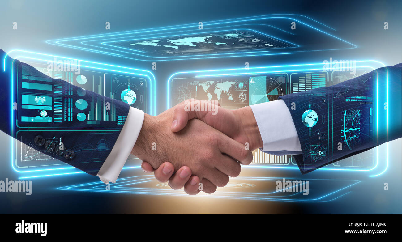 Handshake concept - business metaphor illustration Stock Photo - Alamy