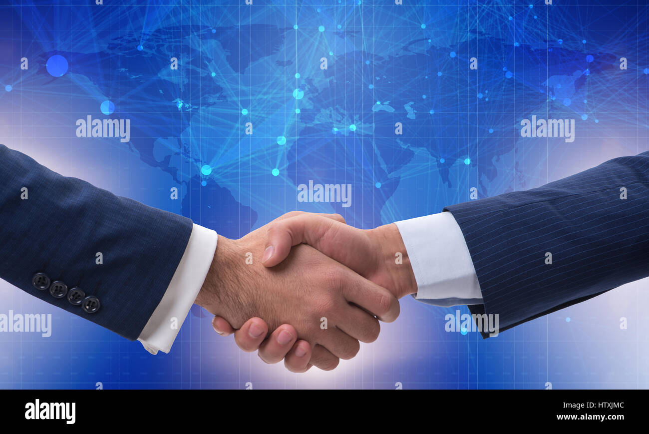 Handshake concept - business metaphor illustration Stock Photo - Alamy