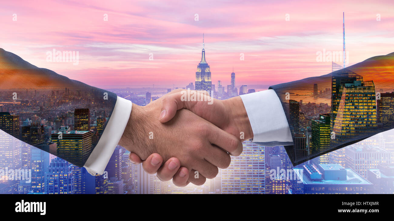Handshake concept - business metaphor illustration Stock Photo - Alamy