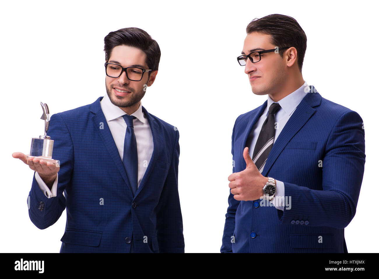 Businessman receiving award isolated on white Stock Photo - Alamy