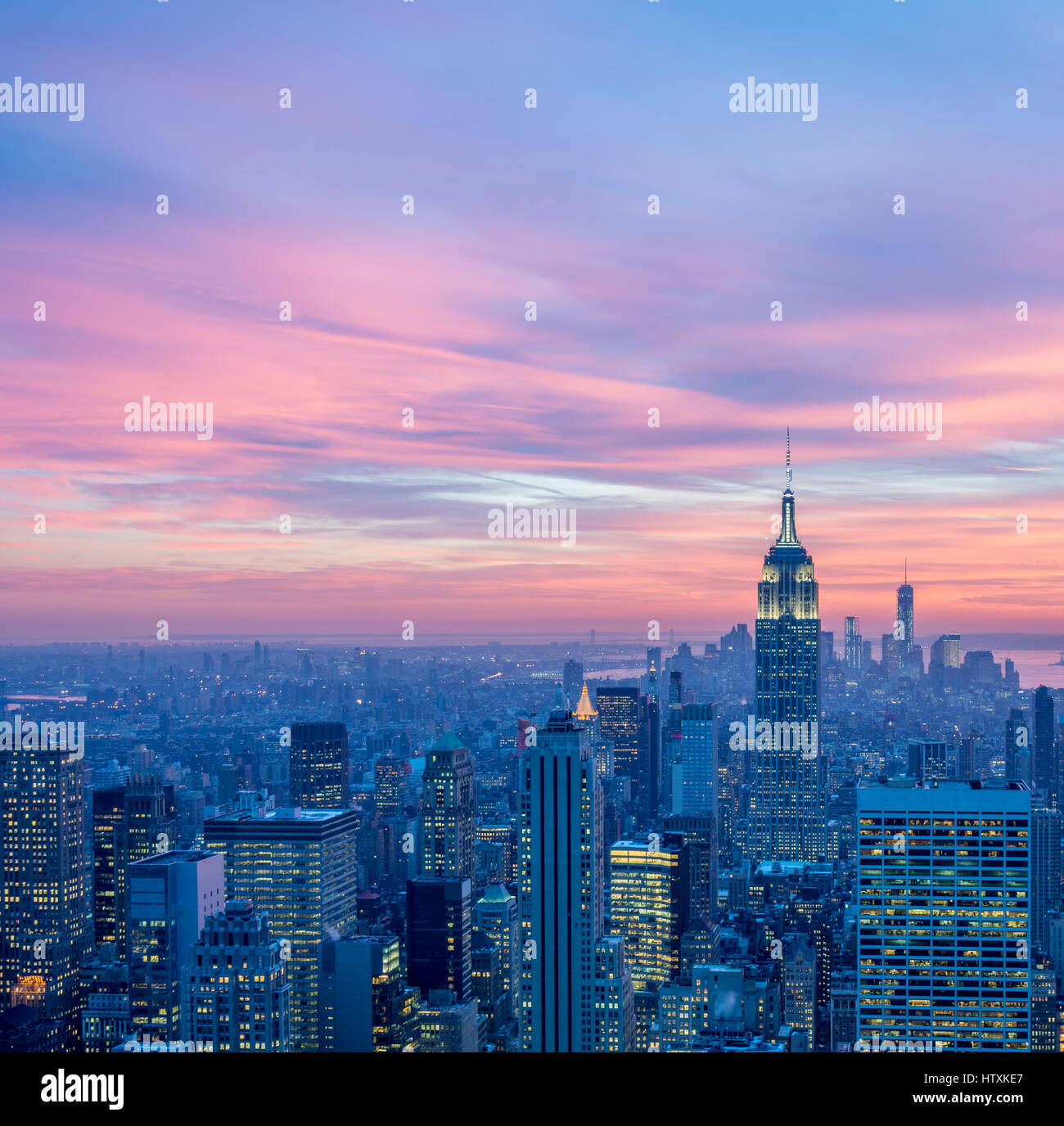 View of New York Manhattan during sunset hours Stock Photo - Alamy