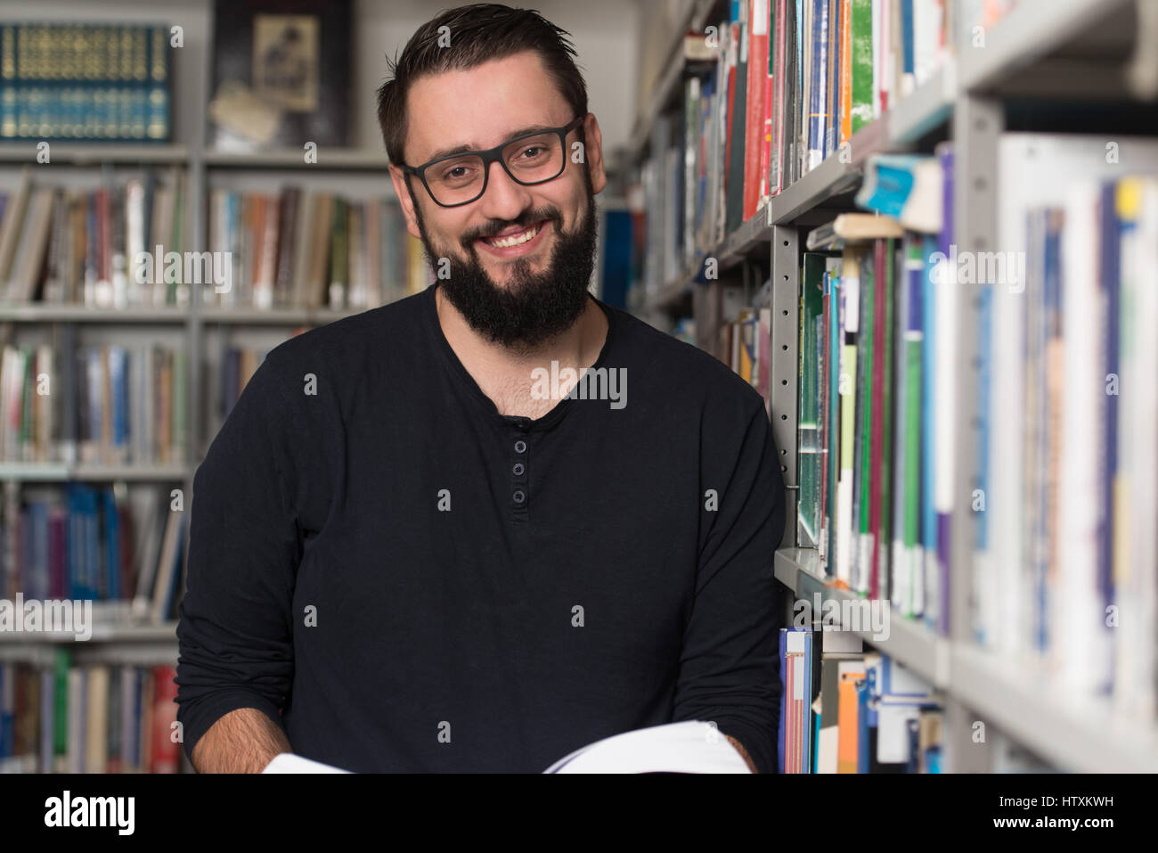 Portrait Of An Caucasian College Student Man In Library - Shallow Depth ...