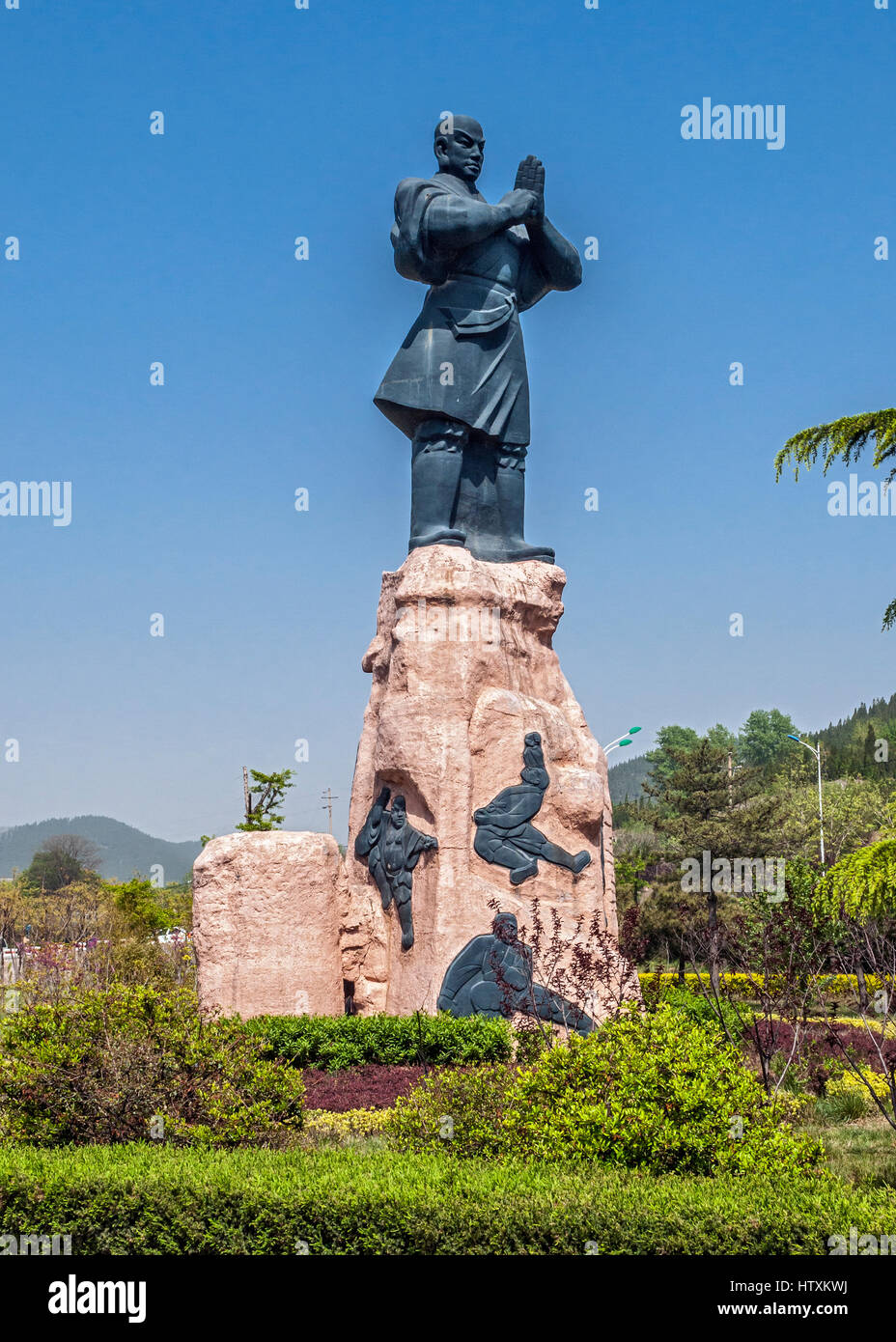 China, the Shaolin Monastery. Behind the main gate of the monastery - a ...
