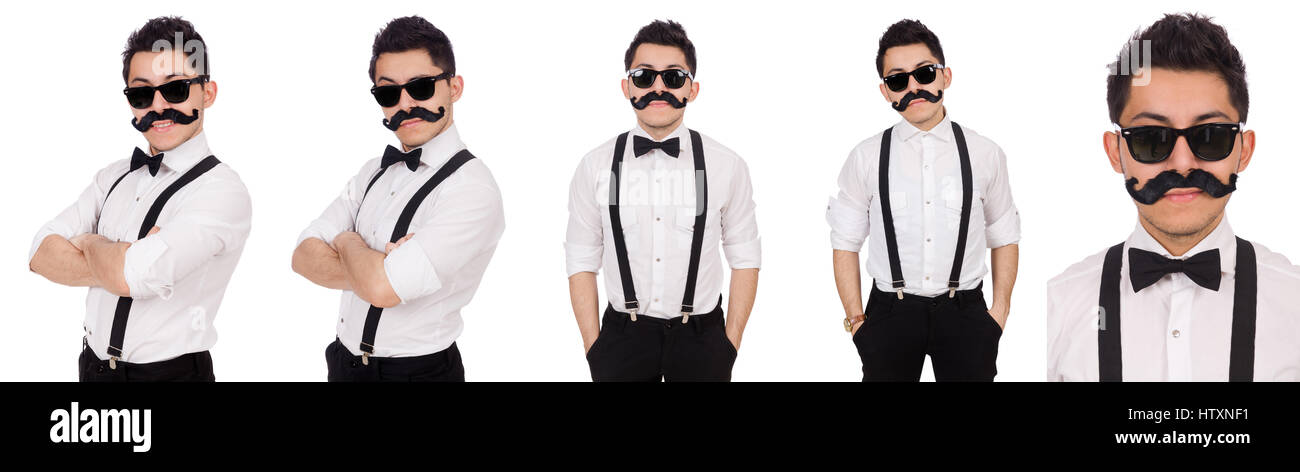 Young man with moustache isolated on white Stock Photo - Alamy