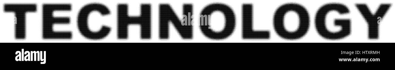 Technology related halftone, dotted word with bold typeface Stock ...
