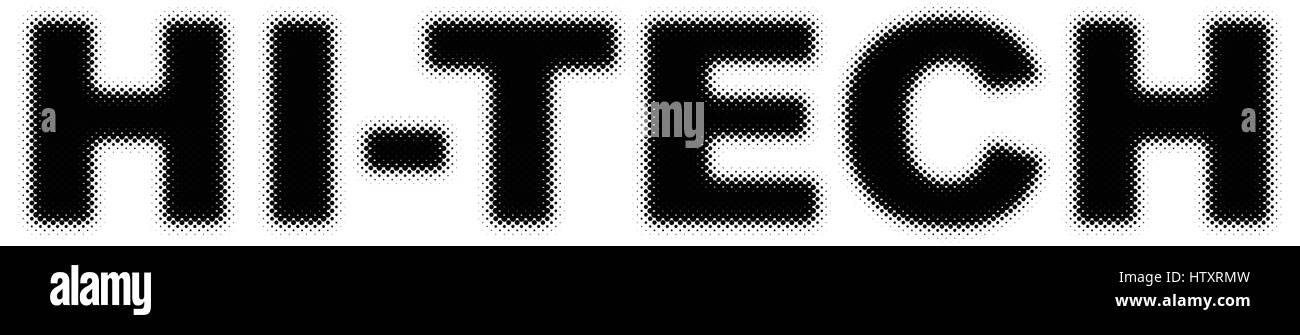 Technology related halftone, dotted word with bold typeface Stock ...