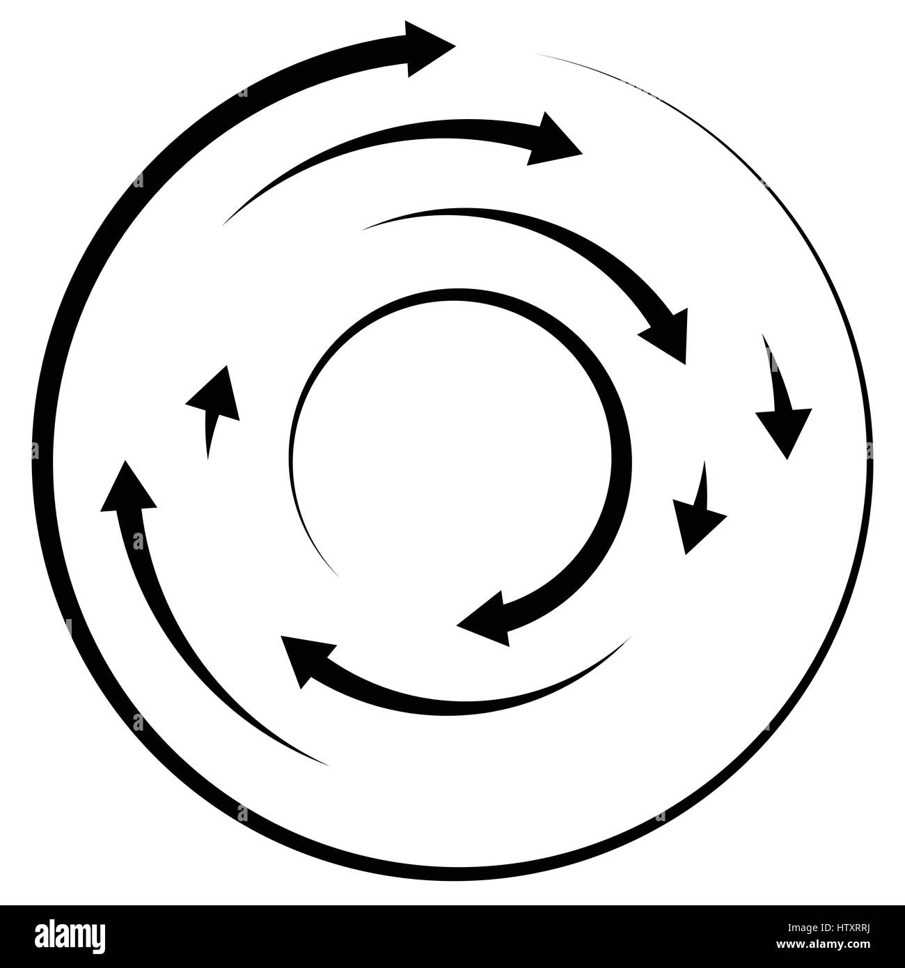 Circular concentric arrows. Cyclic, cycle arrows. Arrow element to ...