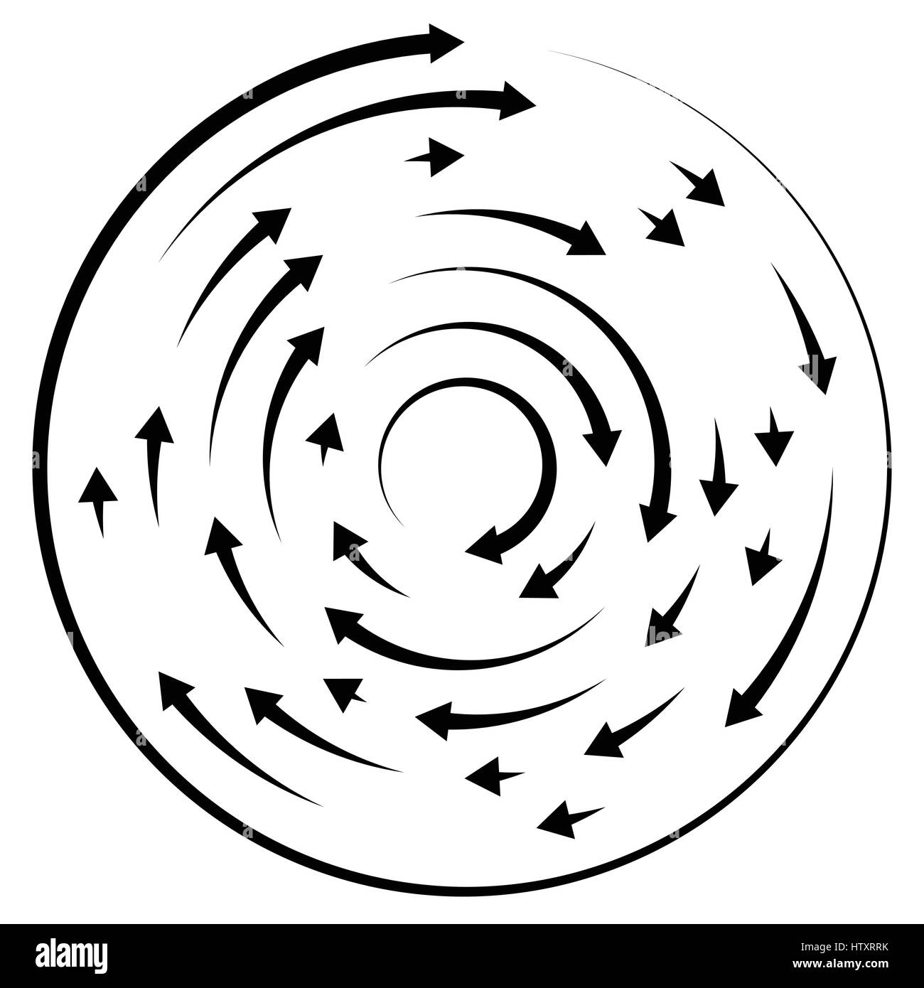 Circular concentric arrows. Cyclic, cycle arrows. Arrow element to ...