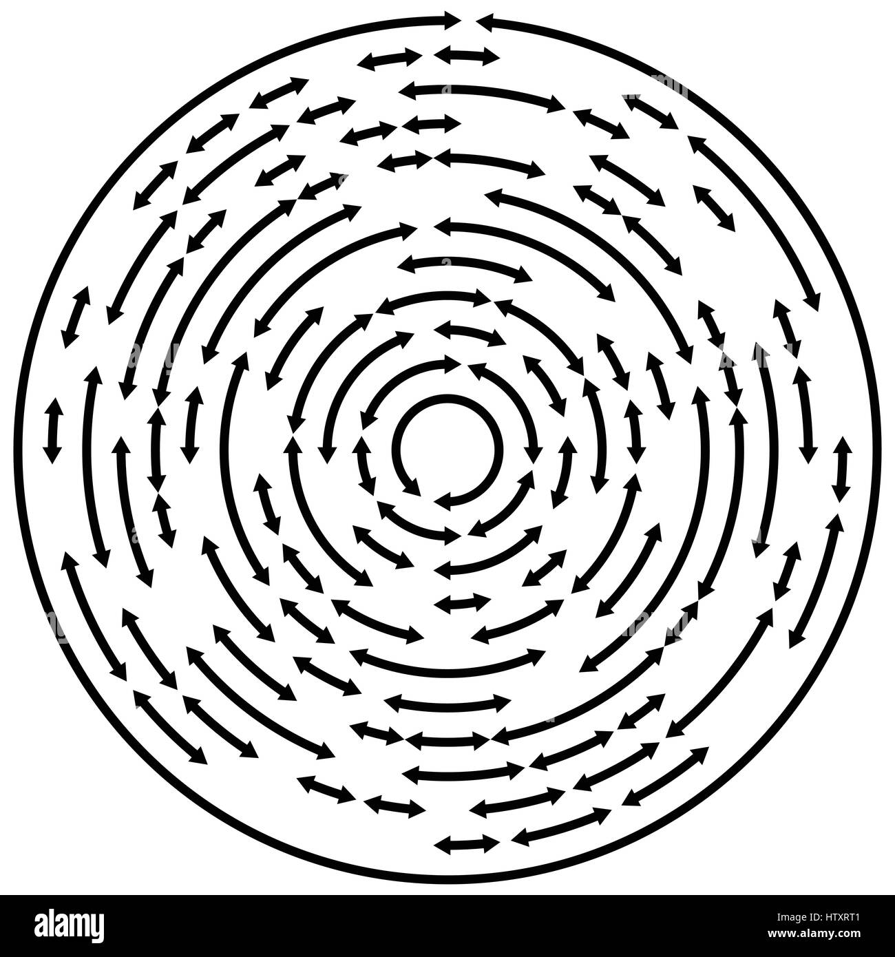 Circular concentric arrows. Cyclic, cycle arrows. Arrow element to ...