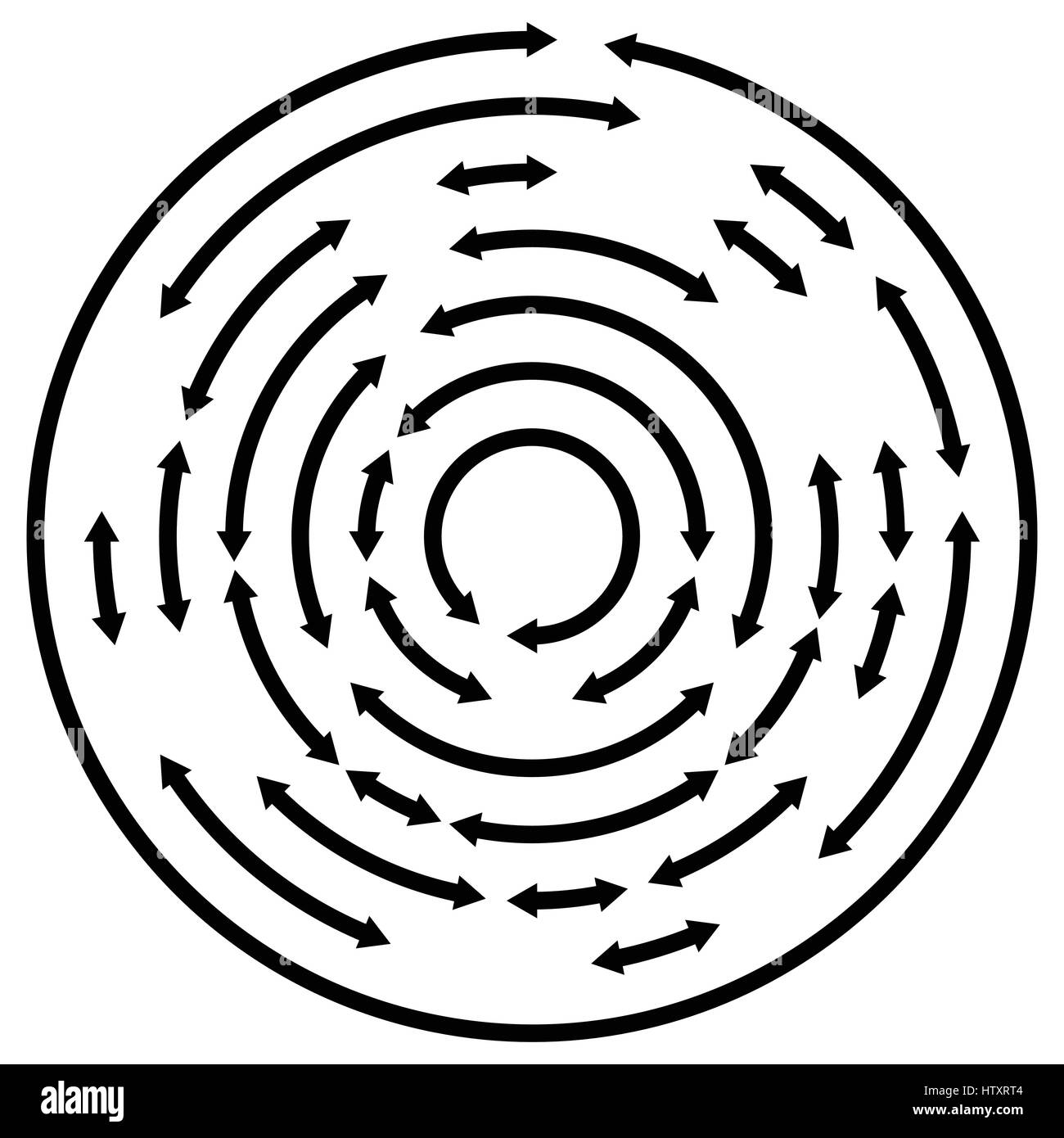 Circular concentric arrows. Cyclic, cycle arrows. Arrow element to ...