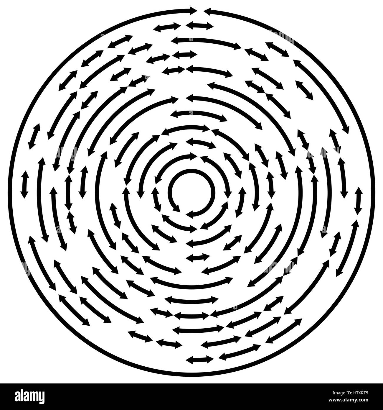 Circular concentric arrows. Cyclic, cycle arrows. Arrow element to ...
