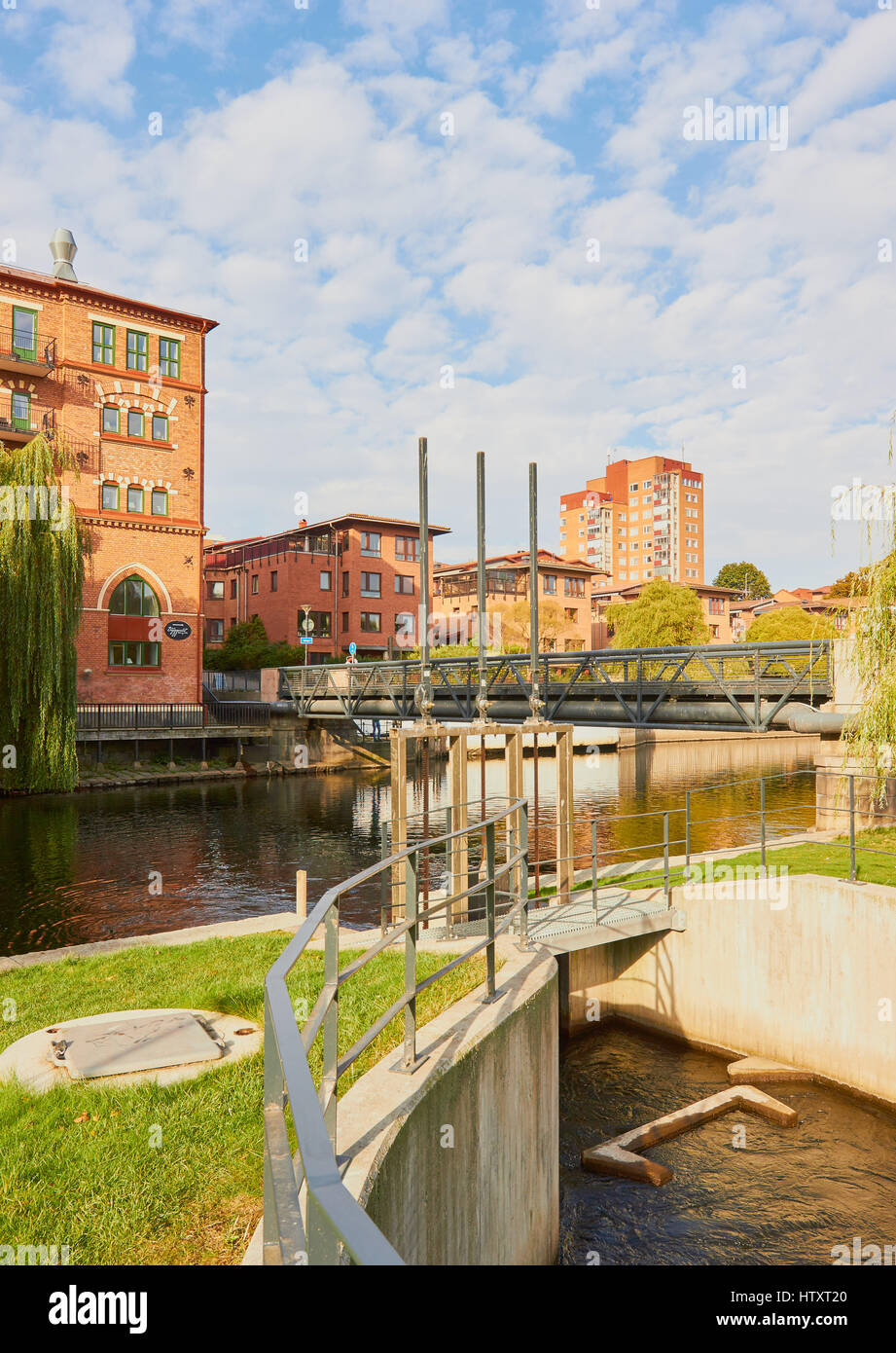 Bridge and sluice gate, Norrkoping, Ostergotland, Sweden, Scandinavia ...