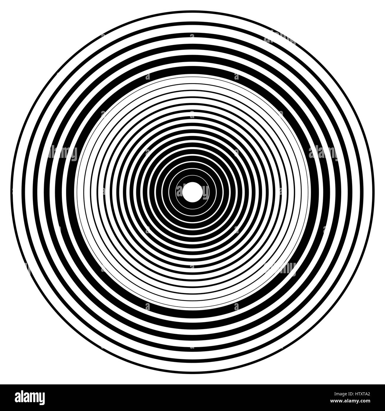 Concentric circles, concentric rings circular pattern. Abstract black ...