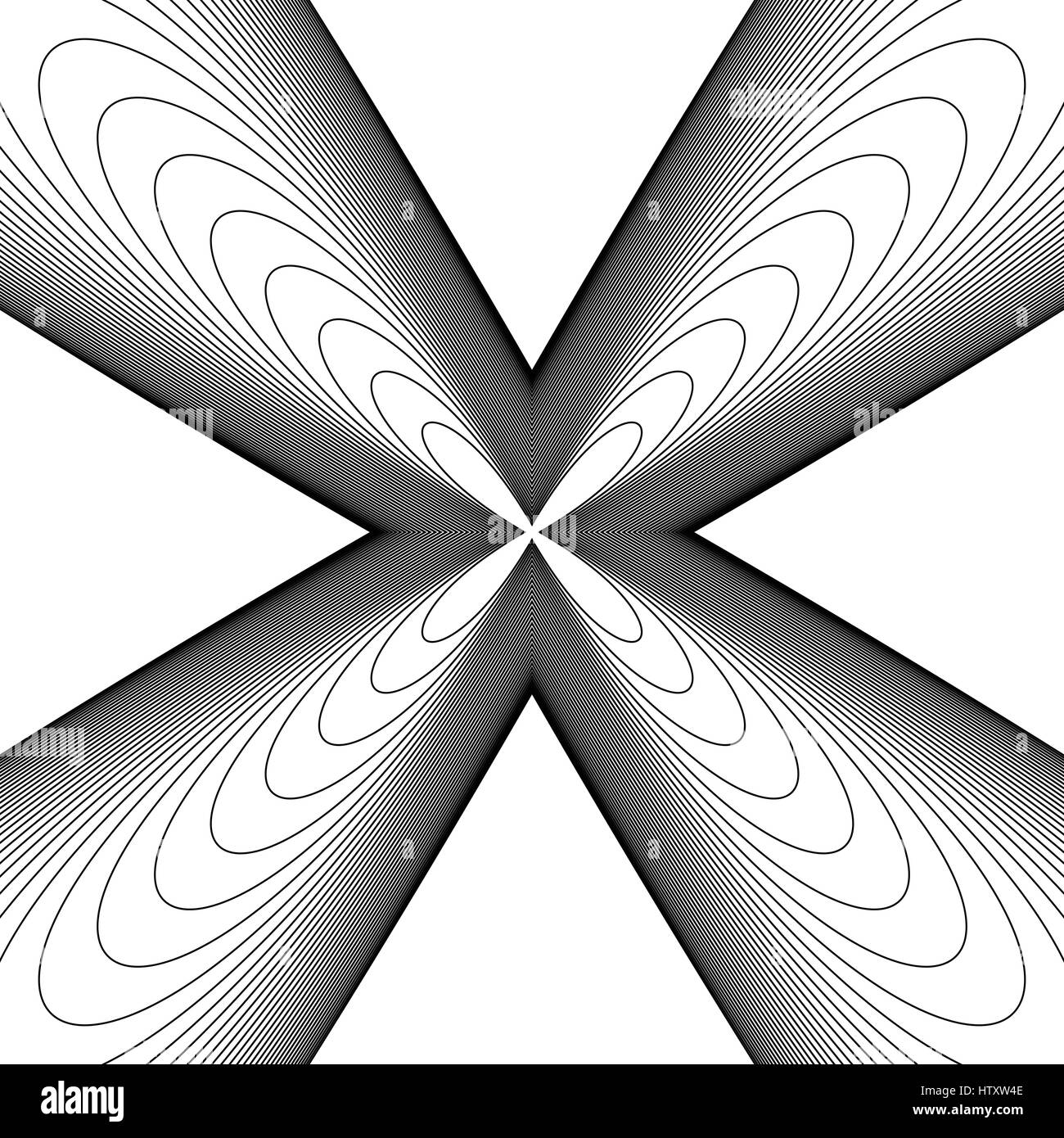 Radial lines with deformation effect. Radiating distorted mesh, grid ...