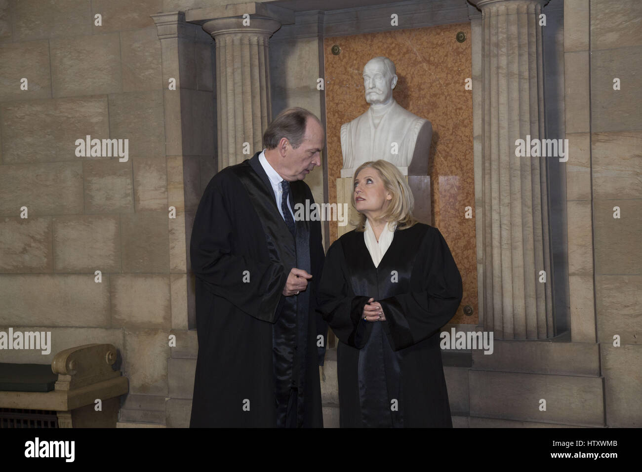 On the set of German ARD TV Series Die Kanzlei" at Oberlandesgericht ...