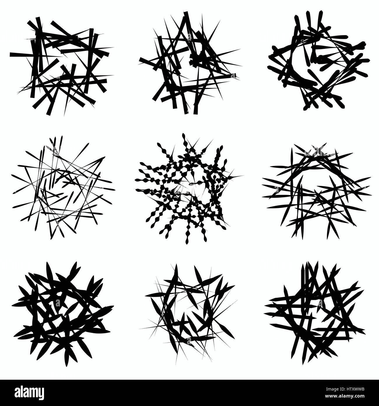 Set of random, chaotic line abstract element set Stock Vector Image ...