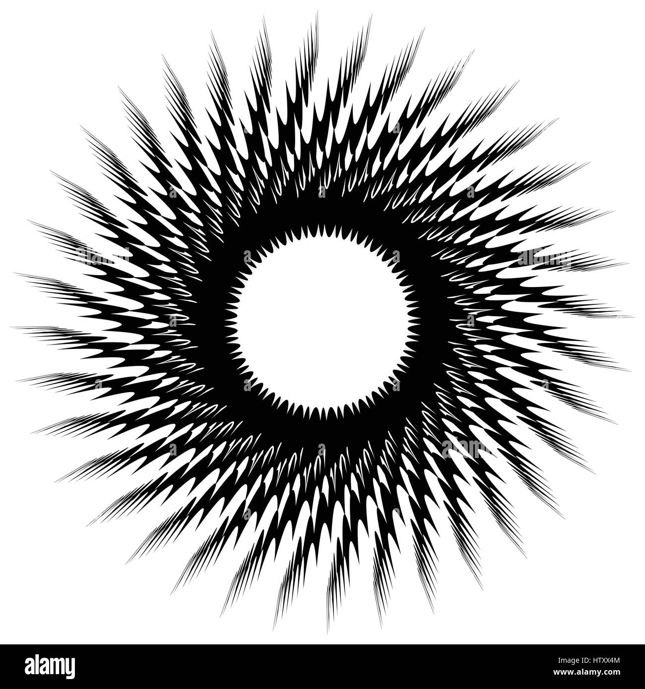 Circular geometric black and white element. Radial shape with spinning ...