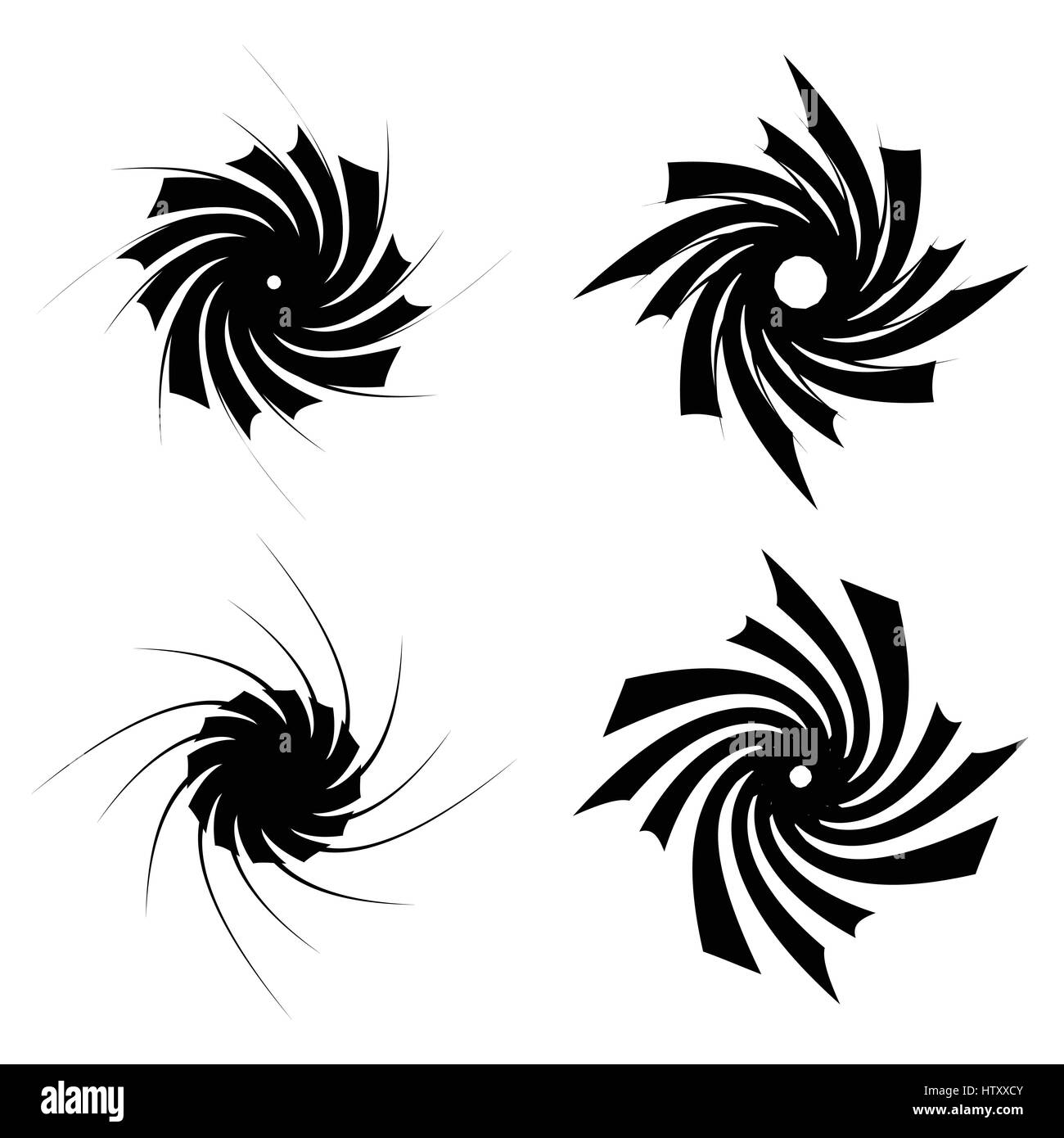 Geometric circular shapes. Circular textured black and white elements ...