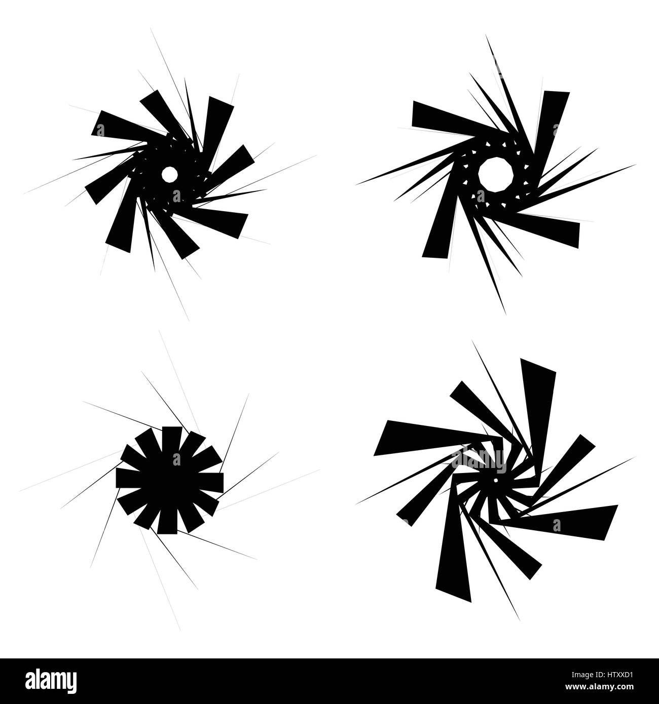 Geometric circular shapes. Circular textured black and white elements ...