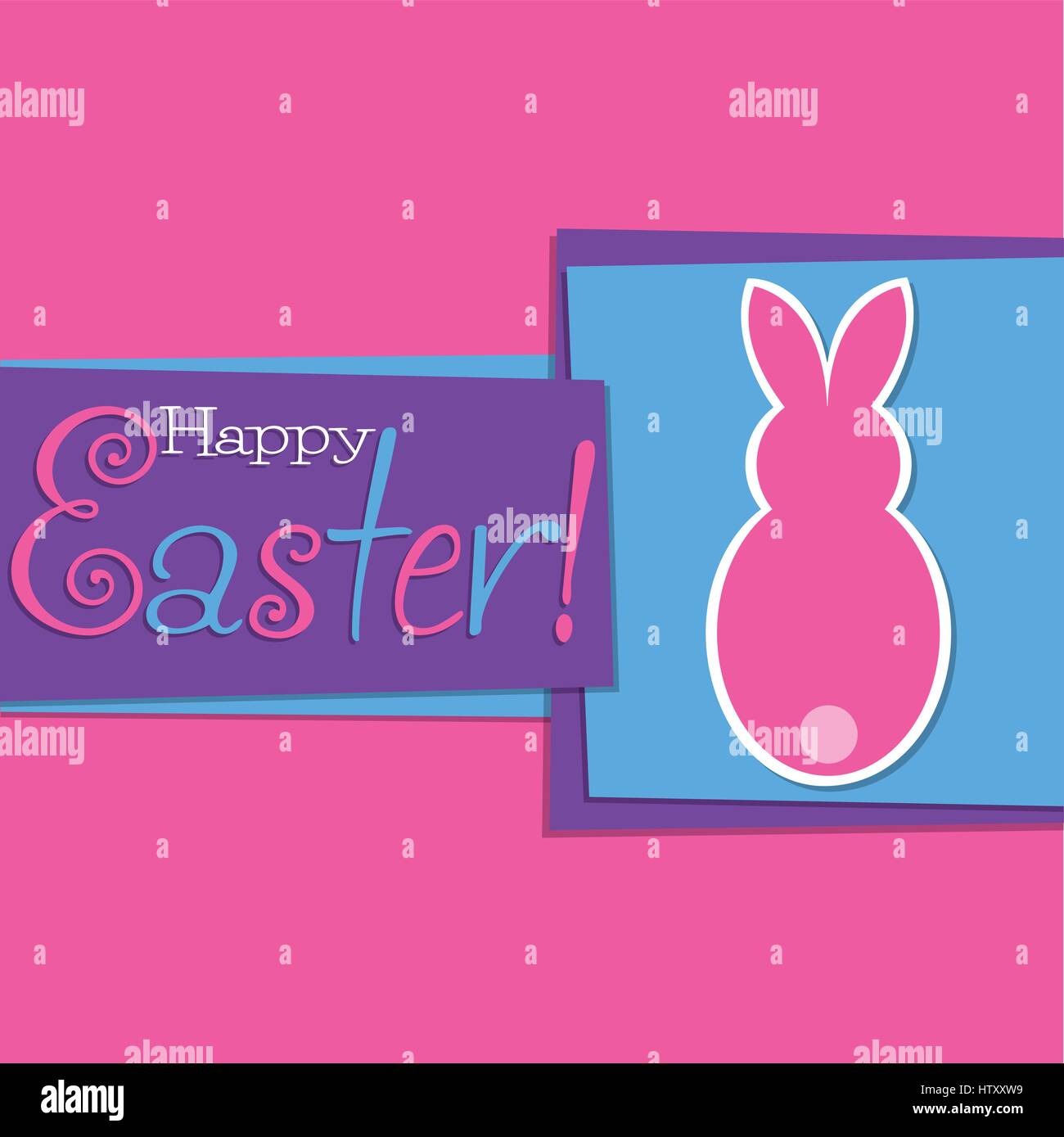 Funky Easter bunny card in vector format. Words translate to "Happy ...