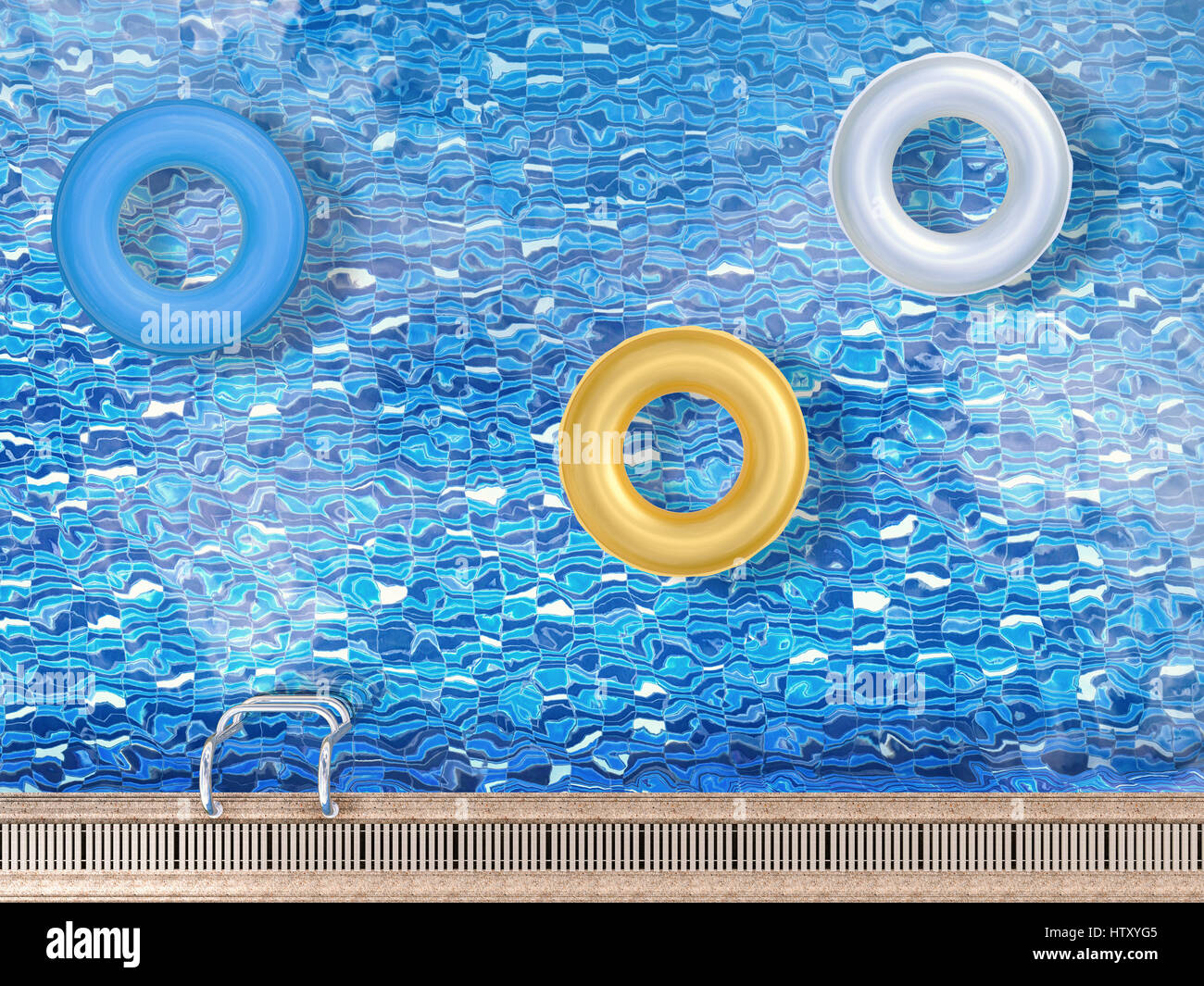 3d rendering swim ring on pool top view Stock Photo - Alamy