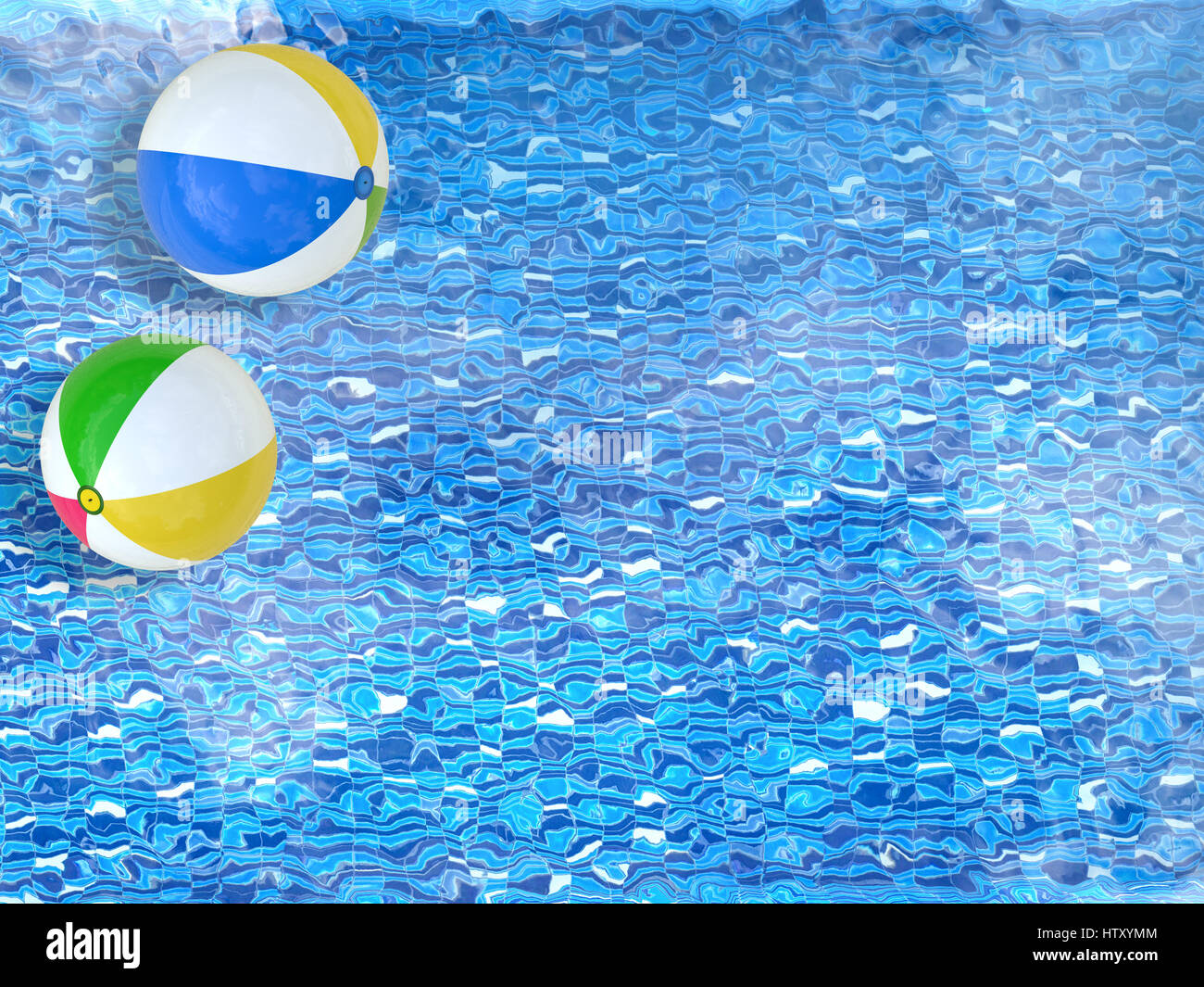 3d rendering pool top view with beach balls Stock Photo - Alamy