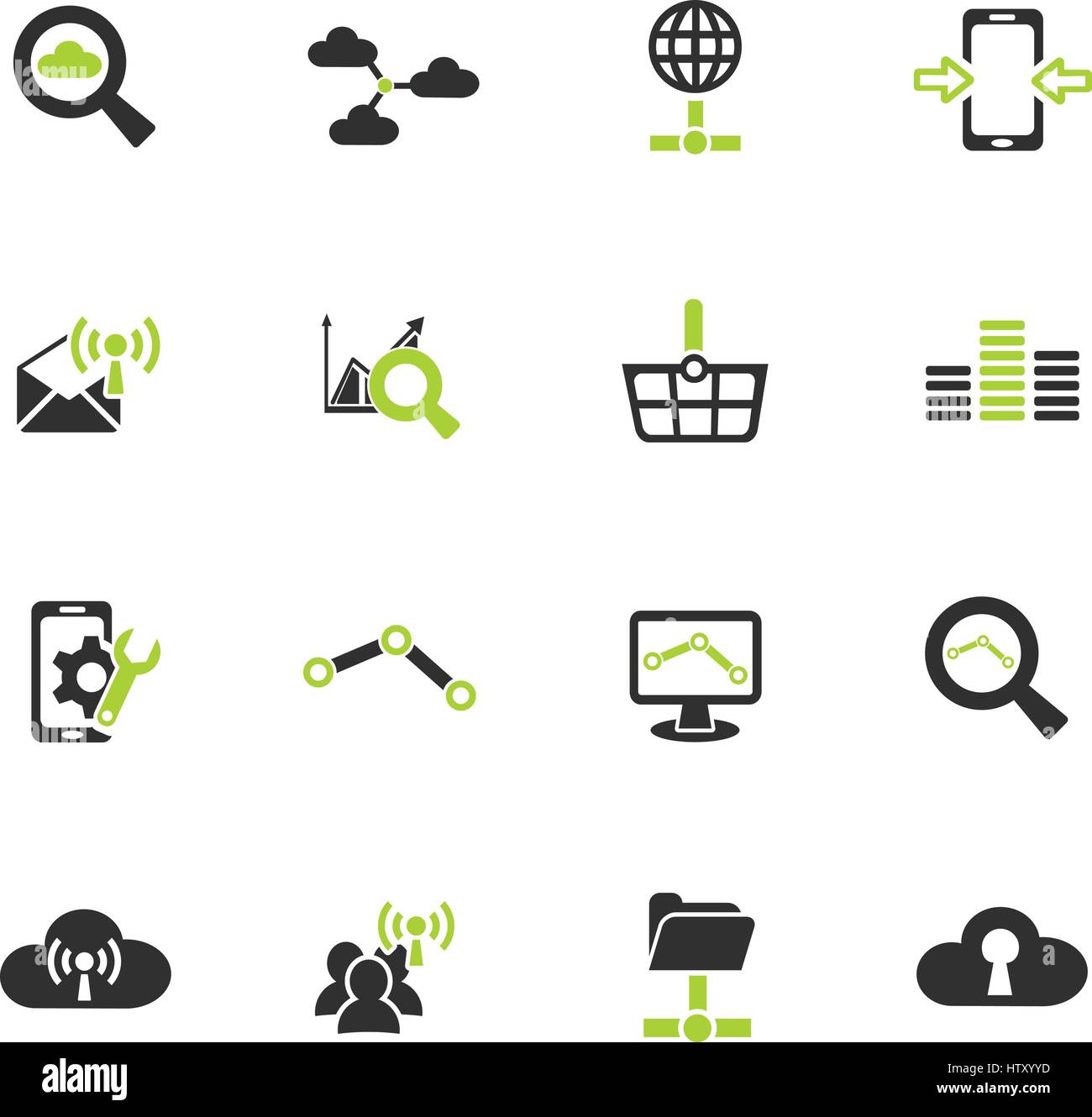 data analytic and social network web icons for user interface design ...
