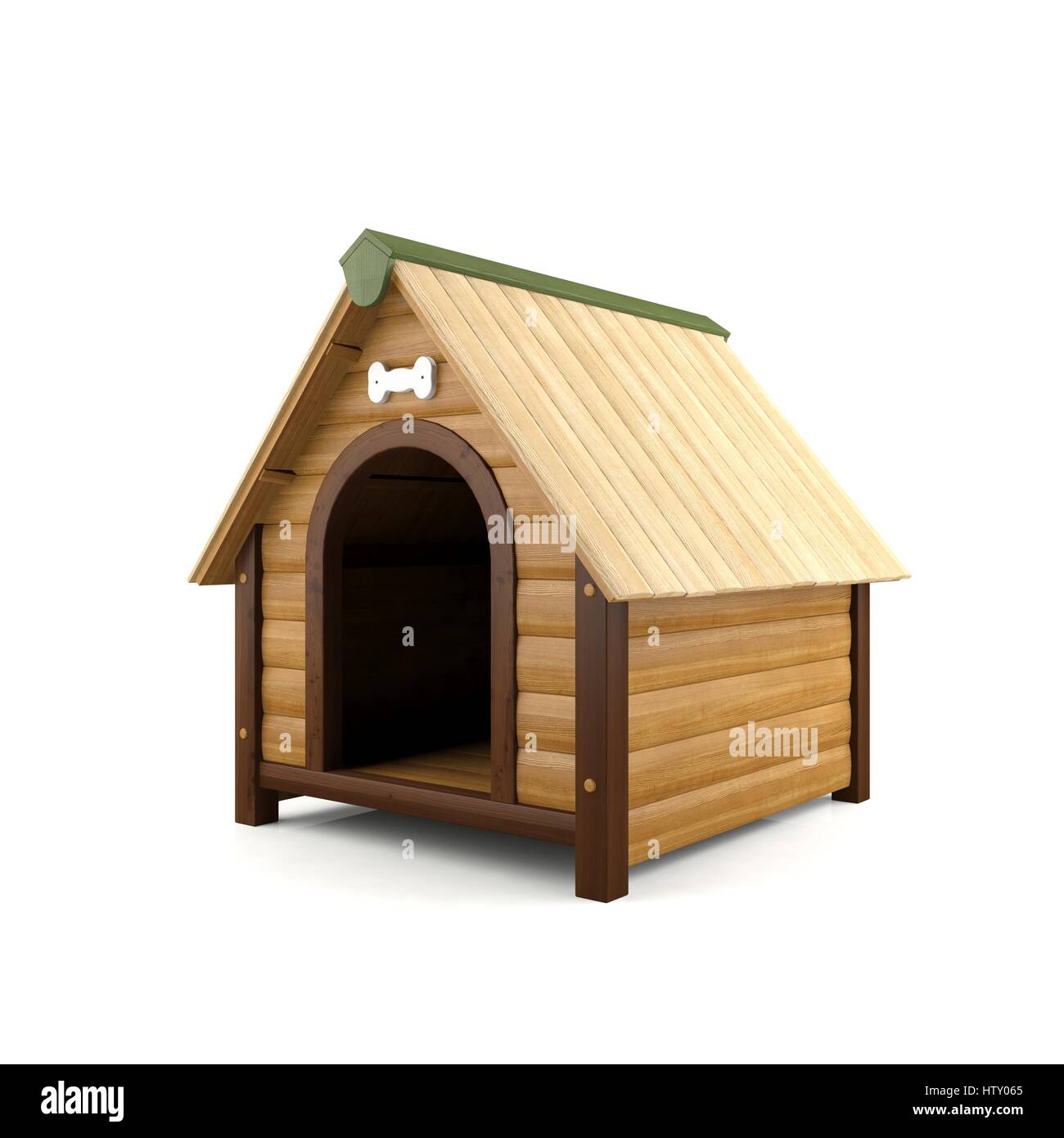 Wooden dog house isolated on white background Stock Photo - Alamy